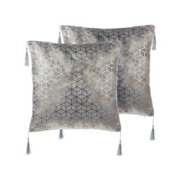 Beliani 2er-Set Dekokissen YARINA in Silber/Gold | Gr.: onesize