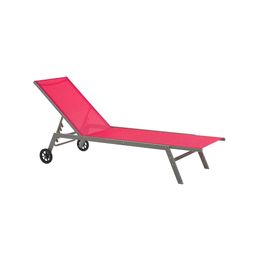 Beliani Gartenliege LEVANZO in Rot/Schwarz - (W) 64 x (H) 96 x (L) 198 cm | Gr.: onesize