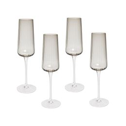Beliani 4er-Set Gl&auml;ser QUARTZ in Grau/Transparent | Gr.: onesize