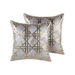 Beliani 2er-Set Dekokissen CASSIA in Grau/Gold | Gr.: onesize