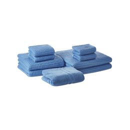 Beliani 9er-Set Handtuch AREORA in Blau | Gr.: onesize