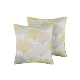 Beliani 2er-Set Dekokissen CANDYTUFT in Bunt/Grau/Gelb | Gr.: onesize