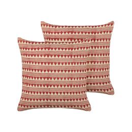 Beliani 2er-Set Dekokissen DEGLUPTA in Rot/Beige | Gr.: onesize