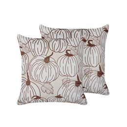 Beliani 2er-Set Dekokissen GOURD in Beige/Wei&szlig;/Braun | Gr.: onesize