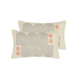 Beliani 2er-Set Dekokissen TIARELLA in Beige/Bunt | Gr.: onesize