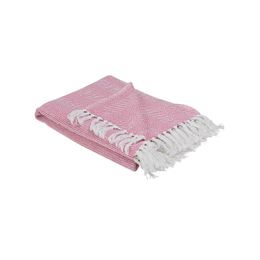 Beliani Kuscheldecke TANGIER in Rosa/Wei&szlig; - (W) 130 x (H) 1 x (L) 160 cm | Gr.: onesize