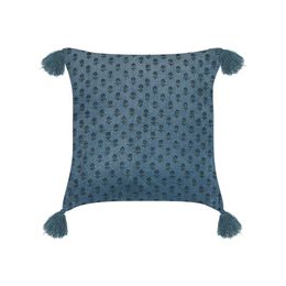 Beliani Dekokissen RIBES in Blau - (W) 45 x (H) 10 x (L) 45 cm | Gr.: onesize