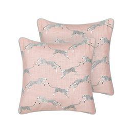 Beliani 2er-Set Dekokissen ARALES in Rosa/Wei&szlig;/Schwarz | Gr.: onesize