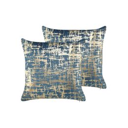 Beliani 2er-Set Dekokissen GARDENIA in Blau/Gold | Gr.: onesize