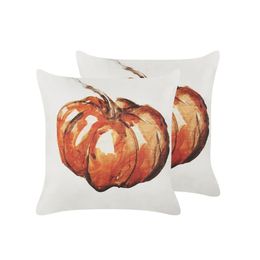 Beliani 2er-Set Dekokissen CURBITA in Beige/Orange | Gr.: onesize
