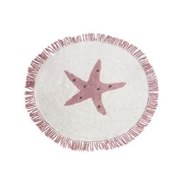 Beliani Kinderteppich STARS in Weiß/Rosa - (W) 120 x (L) 120 cm | Gr.: onesize