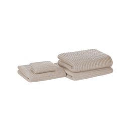 Beliani 4er-Set Handtuch AREORA in Beige | Gr.: onesize