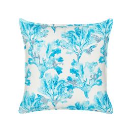 Beliani Dekokissen ROCKWEED in Wei&szlig;/Blau - (W) 45 x (H) 9 x (L) 45 cm | Gr.: onesize