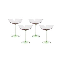 Beliani 4er-Set Gl&auml;ser DIOPSIDE in Transparent/Rosa/Gr&uuml;n | Gr.: onesize