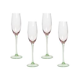 Beliani 4er-Set Gl&auml;ser DIOPSIDE in Transparent/Rosa/Gr&uuml;n | Gr.: onesize