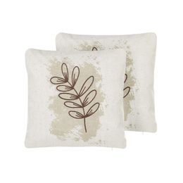 Beliani 2er-Set Dekokissen CALENDULA in Beige/Braun | Gr.: onesize