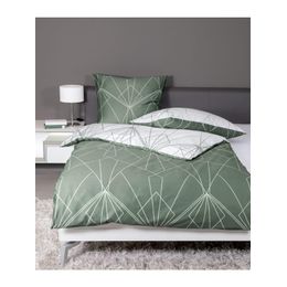 Janine Mako-Satin Baumwoll-Bettw&auml;sche J.D. in salbeigr&uuml;n jade | Gr.: 135 x 200 + 80 x 80 cm