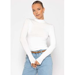 SASSYCLASSY Langarm Shirt mit Rollkragen in Offwhite | Gr.: S