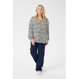 Kaffe curve Langarm-Bluse KCmahlena Regular fit in Chalk/Black Graphic Lines | Gr.: 46