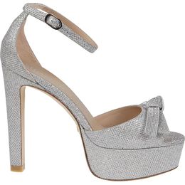 Stuart Weitzman Sandalen - Discoplatform Mega Bow Sandals Metallic - Gr. 40 (EU) - in Gunmetal - f&uuml;r Damen