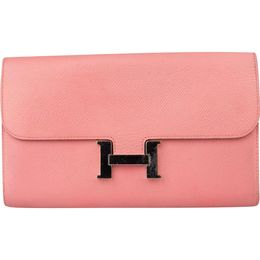 Herm&egrave;s Herm&egrave;s Portemonnaie - Hermes Pink Epsom Leather Constance Wallet - Gr. unisize - in Rot - f&uuml;r Damen