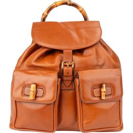 Gucci Crossbody Bags - Gucci Brown Leather Bamboo Backpack - Gr. unisize - in Braun - f&uuml;r Damen