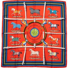 Herm&egrave;s Herm&egrave;s T&uuml;cher & Schals - Hermes Classic "Couvertures" Silk Carre 90 Scarf T - Gr. unisize - in Rot - f&uuml;r Damen