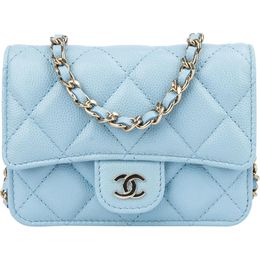 Chanel Crossbody Bags - Chanel Quilted Caviar Leather CC Single Flap Mini - Gr. unisize - in Blau - f&uuml;r Damen