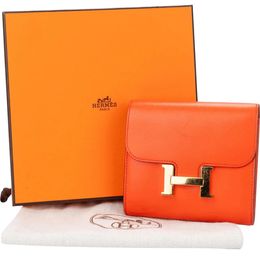 Herm&egrave;s Herm&egrave;s Portemonnaie - Hermes Constance Compact Orange Poppy Wallet - Gr. unisize - in Orange - f&uuml;r Damen