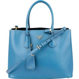 Prada Crossbody Bags - Prada Blue Saffiano Leather Double Handbag - Gr. unisize - in Blau - f&uuml;r Damen