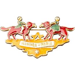 Herm&egrave;s Herm&egrave;s Halskette - Hermes Early Girl & Dog Emaille Brooch - Gr. unisize - in Mehrfarbig - f&uuml;r Damen