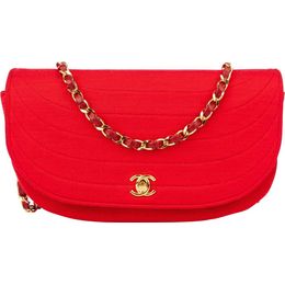 Chanel Crossbody Bags - Chanel Rouge Cotton 24K Gold Halfmoon Single Flap - Gr. unisize - in Rot - f&uuml;r Damen