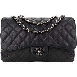 Chanel Crossbody Bags - Chanel Quilted Caviar Leather Palladium Jumbo Sing - Gr. unisize - in Bunt - f&uuml;r Damen
