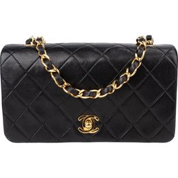 Chanel Crossbody Bags - Chanel Quilted Lambskin 24K Gold Single Flap Cross - Gr. unisize - in Schwarz - f&uuml;r Damen