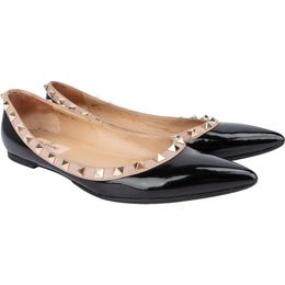 Valentino Garavani Ballerinas - Valentino Black Patent Leather Rockstud Spikes Bal - Gr. ONE_SIZE - in Schwarz - f&uuml;r Damen