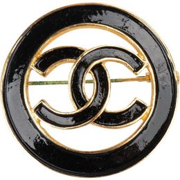Chanel Halskette - Chanel Black Emaille Circle CC Brooch - Gr. unisize - in Mehrfarbig - f&uuml;r Damen