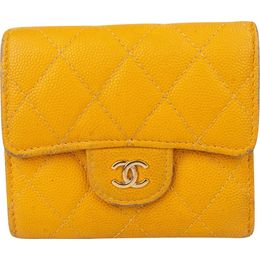 Chanel Portemonnaie - Chanel Quilted Caviar Leather CC Wallet - Gr. unisize - in Gelb - f&uuml;r Damen