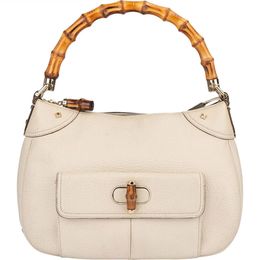 Gucci Crossbody Bags - Gucci White Leather GG Monogram Bamboo Handbag - Gr. unisize - in Bunt - f&uuml;r Damen