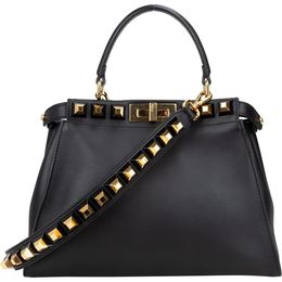 Fendi Crossbody Bags - Fendi Noir Leather Gold Edition Spikes Peekaboo Ha - Gr. unisize - in Bunt - f&uuml;r Damen