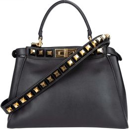 Fendi Crossbody Bags - Fendi Noir Leather Gold Edition Spikes Peekaboo Ha - Gr. unisize - in Bunt - f&uuml;r Damen