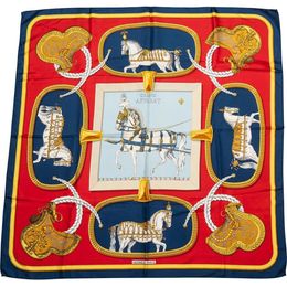 Herm&egrave;s Herm&egrave;s T&uuml;cher & Schals - Hermes Classic "GRAND APPARAT" Silk Carre 90 Scarf - Gr. unisize - in Blau - f&uuml;r Damen