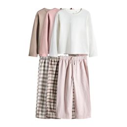 The Set Schlafanzug Mädchen Größe 110 hellbraun / pink / weiß