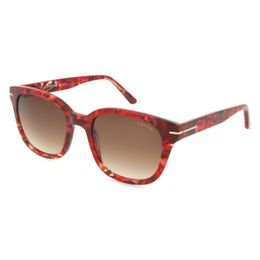 comma, Comma 77182 | Unisex-Sonnenbrille | Fassung: Vollrand, Quadratisch, Kunststoff, Rot | Glasfarbe: Braun