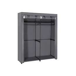 Boxxx Stoffschrank, Grau, Metall, Textil, 2 F&auml;cher, 140x174x43 cm, Schlafzimmer, Kleiderschr&auml;nke, Stoffschrank