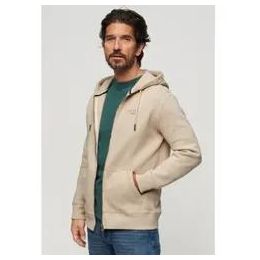 Superdry f&uuml;r Herren. M2013116B Essential beige Hoodie mit Rei&szlig;verschluss und Logo Essential beige (M), L&auml;ssig, Baumwolle, Langarm