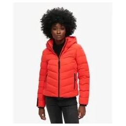 Superdry f&uuml;r Damen. W5011594A Microfleece Steppjacke mit Kapuze rot (S), L&auml;ssig, Recyceltes Polyester, Nachhaltig