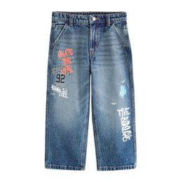 next Jeans Jungen Gr&ouml;&szlig;e 146 blue denim / himbeer / schwarz / wei&szlig;