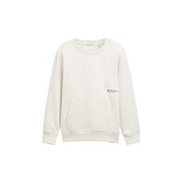 Tom Tailor Jungen Basic Sweatshirt mit Kängurutasche, weiß, Uni, Gr. 128