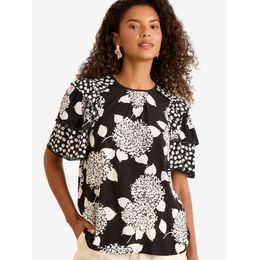 love & roses Bluse Damen Gr&ouml;&szlig;e 4XL schwarz / wei&szlig;