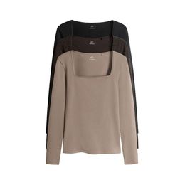 The Set Shirt Damen Gr&ouml;&szlig;e M camel / braun / schwarz
